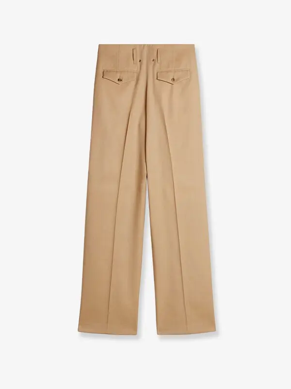 GOLDEN GOOSE Flavia Virgin Wool Trousers - Beige