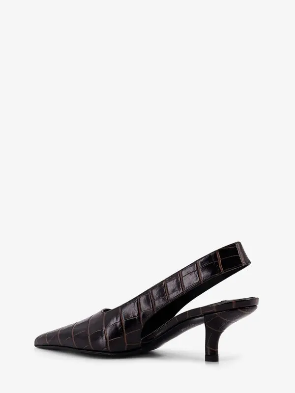 TOTEME Leather Slingback Pumps With Embossed Croco Print
