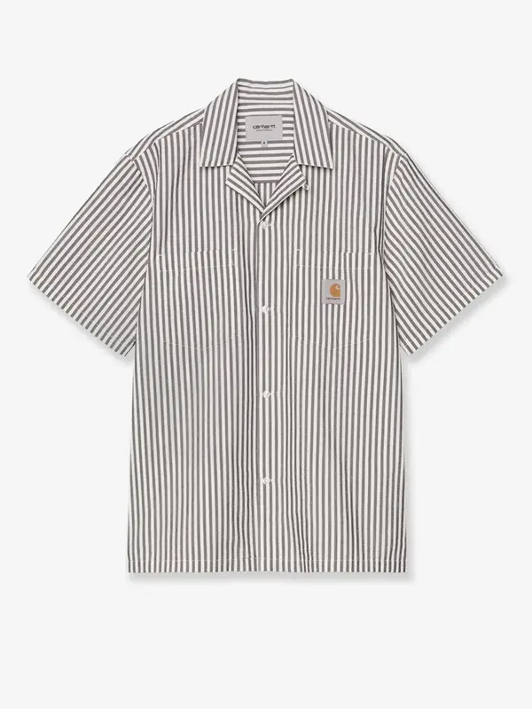 Carhartt Work In Progress Level Cotton Blend Shirt With Striped Pattern - Grey