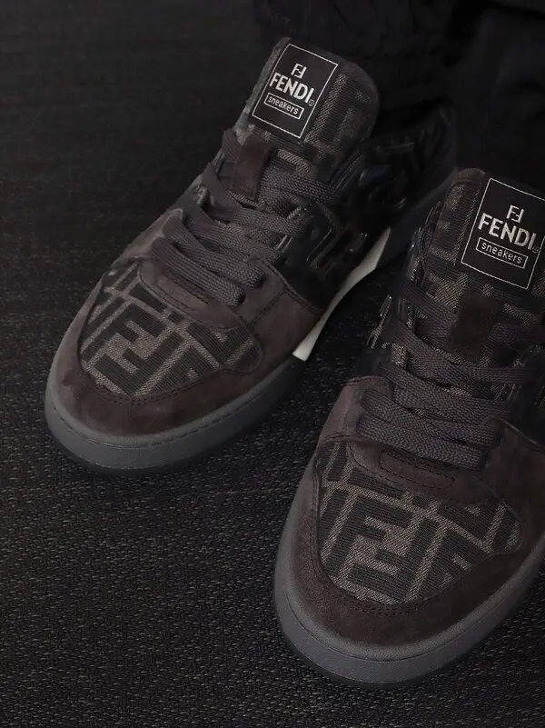 Fendi Ff Jacquard And Suede Low-top Sneakers
