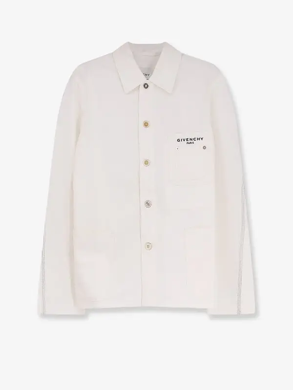 Givenchy Denim Jacket With Iconic Lettering Logo On The Front