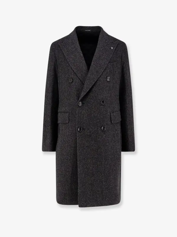 Tagliatore Herringbone Virgin Wool And Cashmere Coat