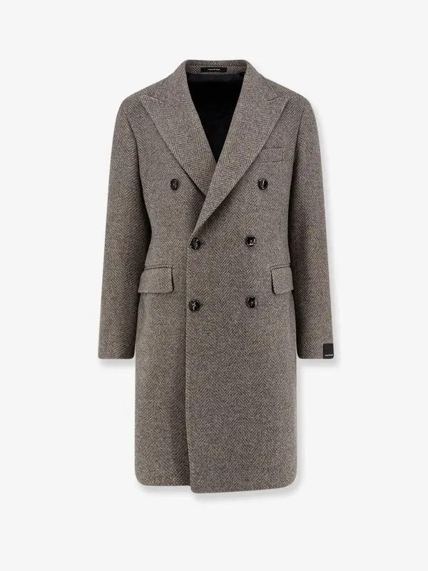 Tagliatore Herringbone Virgin Wool And Cashmere Coat