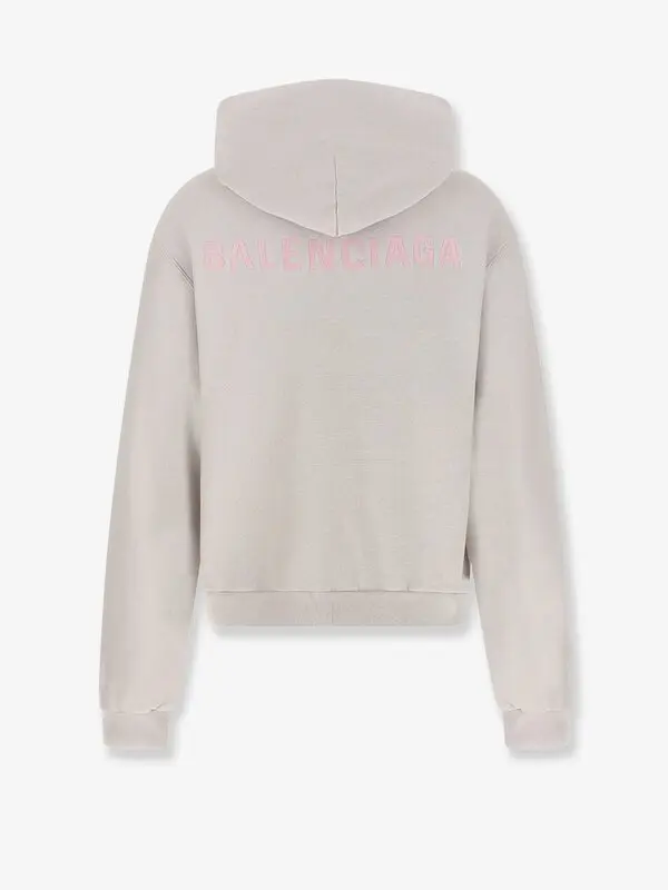 Balenciaga Cotton Zip-up Hooded Sweatshirt With Embroidered Logo