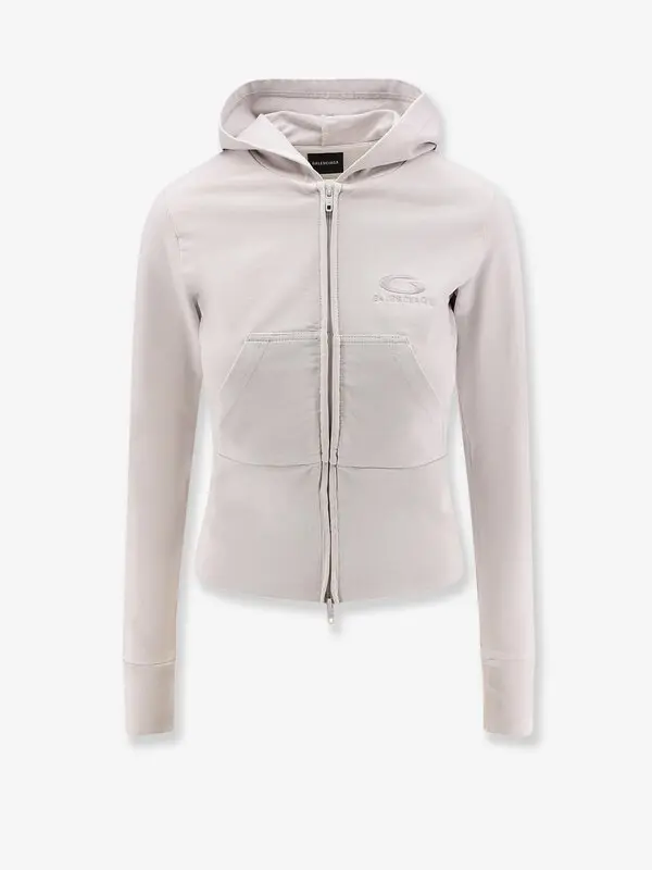 Balenciaga Cotton Hooded Sweatshirt - Grey