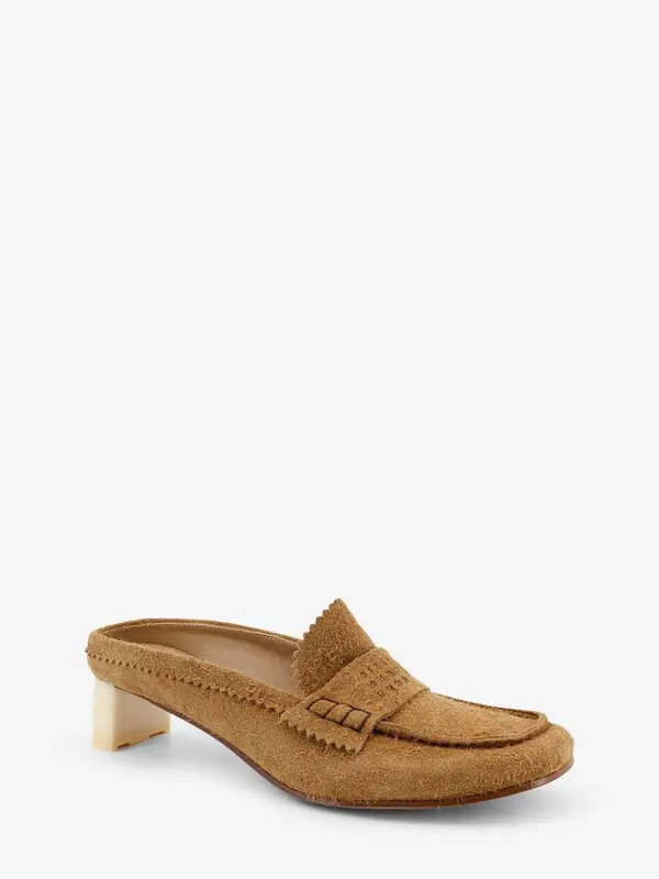 MAISON MARGIELA Suede Mules With Engraved Logo Detail - Brown