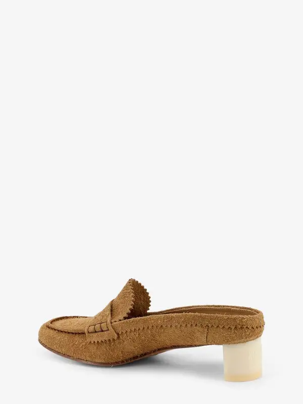 MAISON MARGIELA Suede Mules With Engraved Logo Detail - Brown