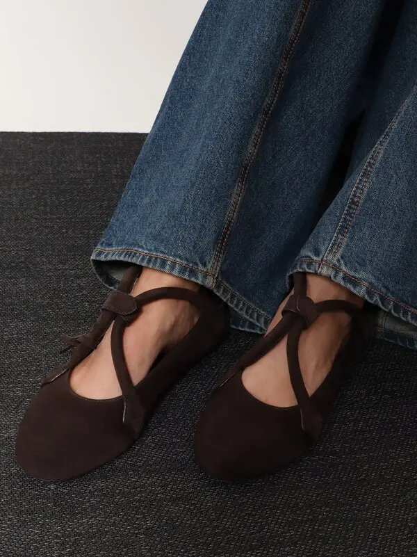 Alaïa Le Teckel Suede Ballet Flats - Brown