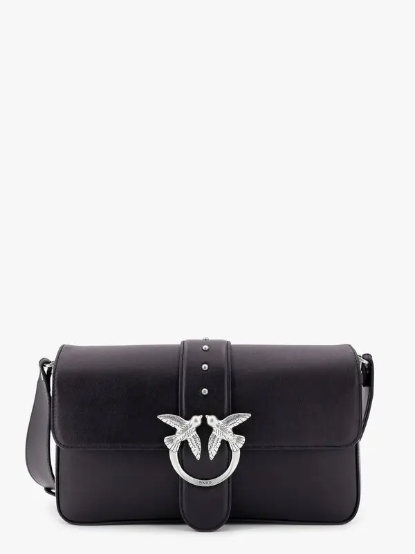 Pinko Love One Classic Leather Shoulder Bag - Black