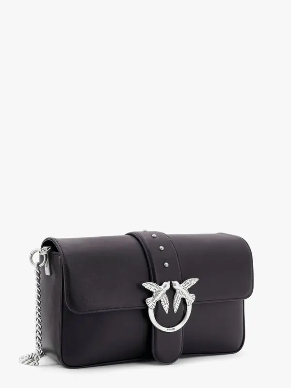 Pinko Love One Classic Leather Shoulder Bag - Black