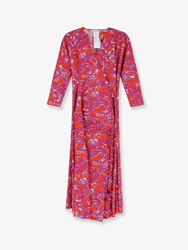 Max Mara Mxmcamino Printed Cotton Dress - Red