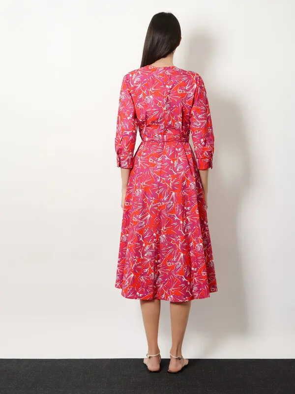 Max Mara Mxmcamino Printed Cotton Dress - Red