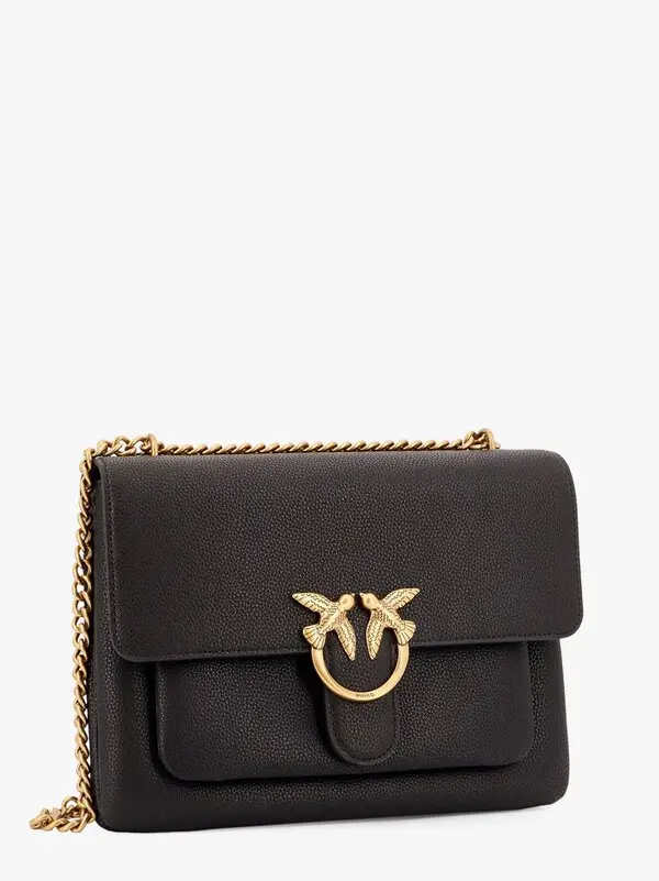 Pinko Leather Shoulder Bag With Love Birds Buckle