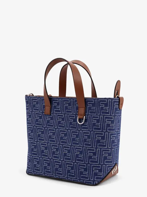 Fendi Ff Jacquard Fabric And Leather Shopping Bag