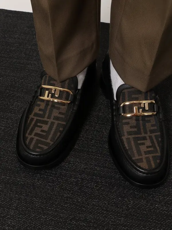 Fendi O' Lock Leather Loafer With Ff Insert