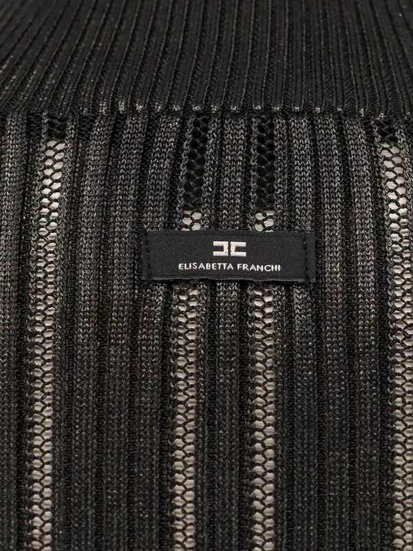 Elisabetta Franchi Metallic Fabric Turtleneck Sweater