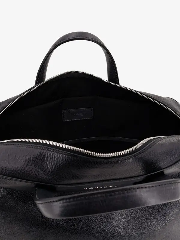 Orciani Leather Work Bag With Front Lettering Logo