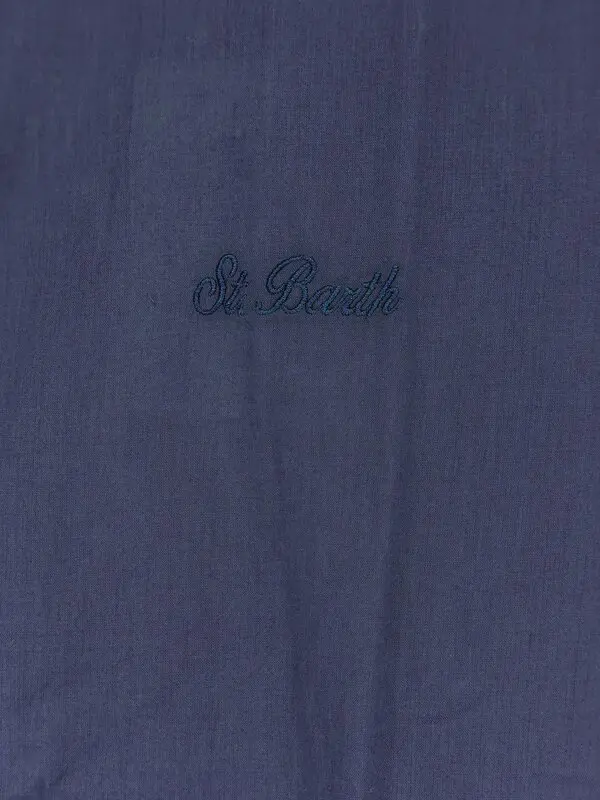 MC2 SAINT BARTH Ice Cotton Shirt With Embroidered Logo On The Front - Blue