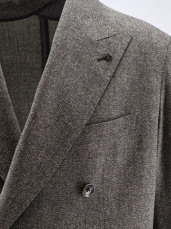 Tagliatore Double-breasted Stretch Melange Virgin Wool Suit