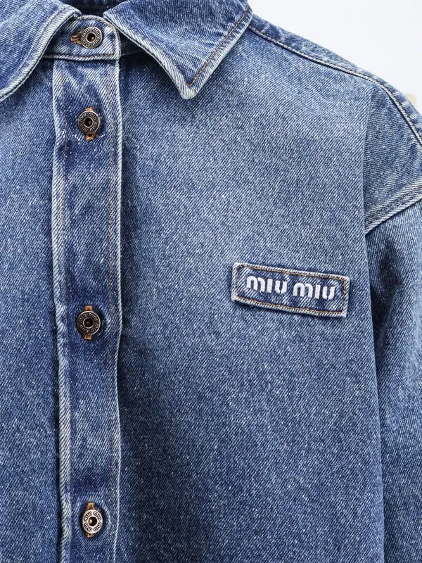 Miu Miu Denim Shirt With Logo Patch