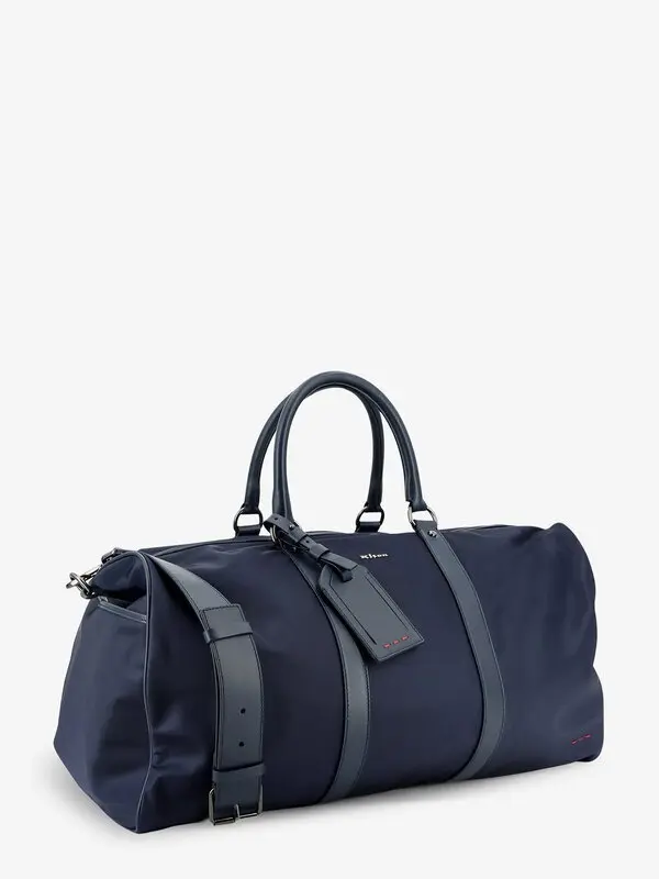 Kiton Nylon Travel Bag With Leather Inserts
