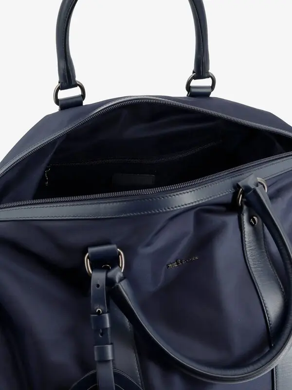 Kiton Nylon Travel Bag With Leather Inserts