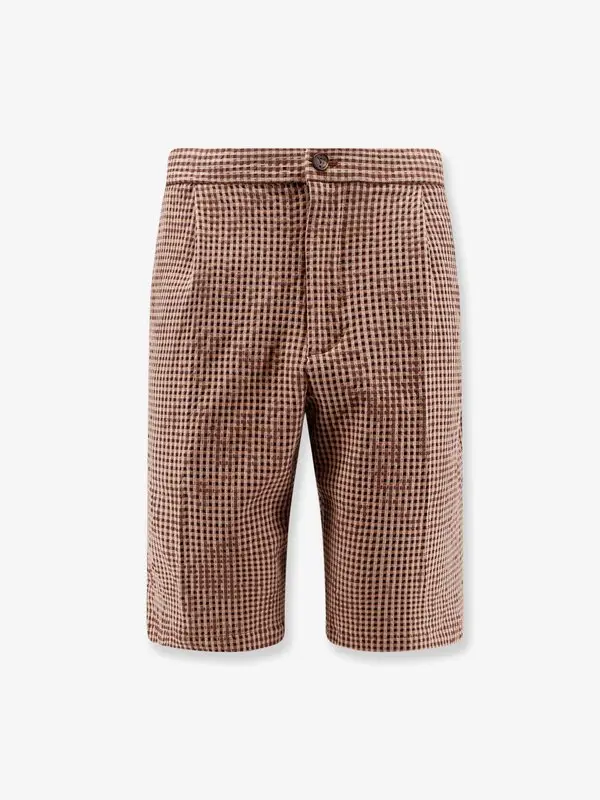 HEVO Checked Wide Leg Shorts - Brown