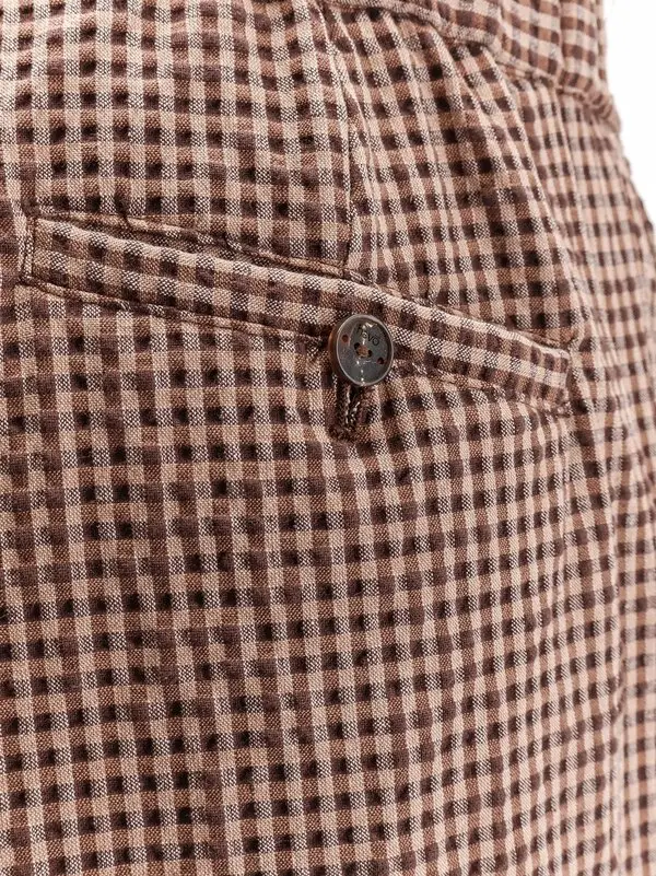 HEVO Checked Wide Leg Shorts - Brown