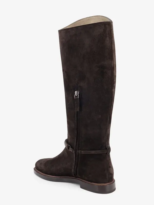 Brunello Cucinelli Precious Strap Suede Boots