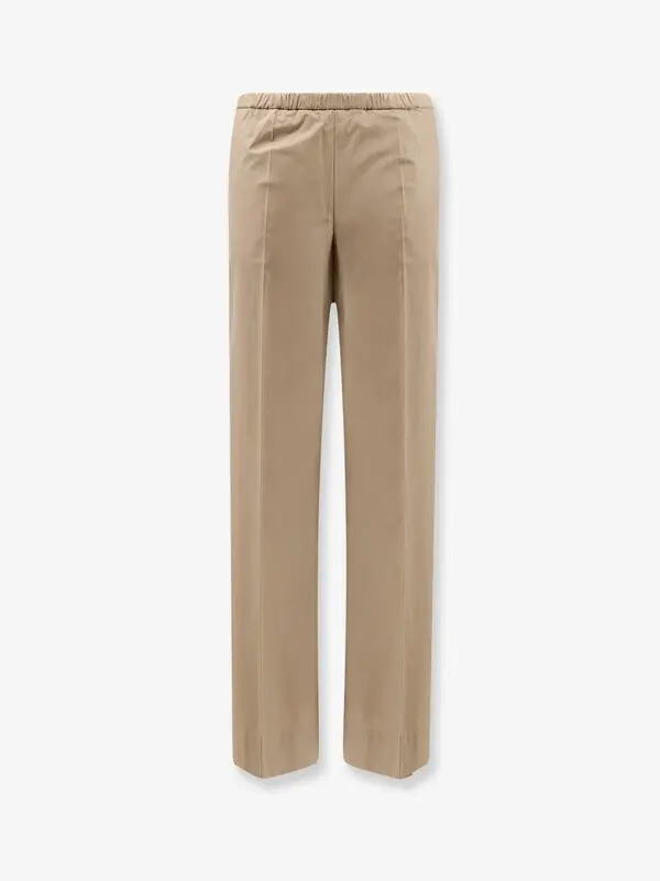 Moncler Cotton Trousers With Logo Patch