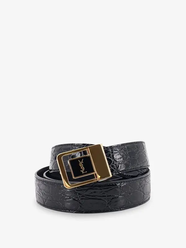 Saint Laurent La 66 Crocodile-embossed Leather Belt