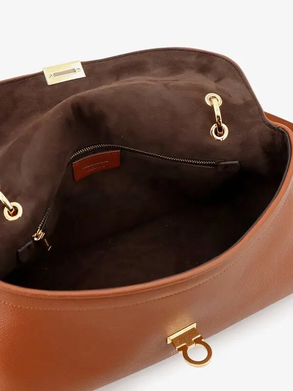 FERRAGAMO Leather Shoulder Bag With Gancini Detail