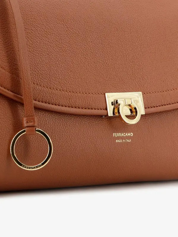 FERRAGAMO Leather Shoulder Bag With Gancini Detail