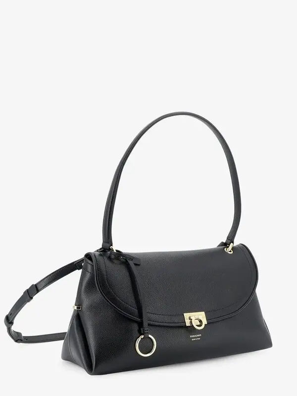 FERRAGAMO Leather Shoulder Bag With Gancini Detail
