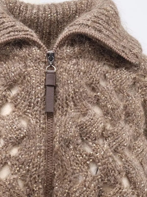 Brunello Cucinelli Perforated Cardigan With Micro-sequins