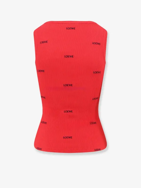 Loewe Cotton Tank Top With All-over Embroide Logo Lettering