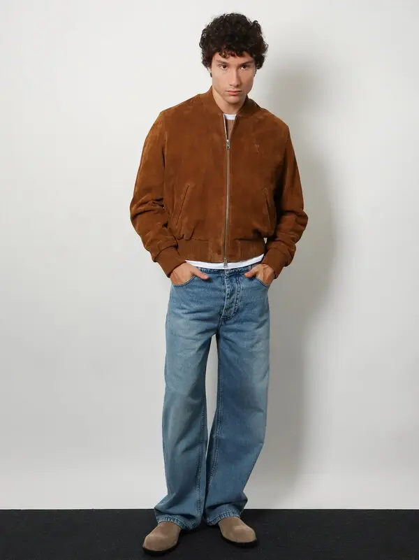 AMI Paris Suede Goatskin Bomber Jacket
