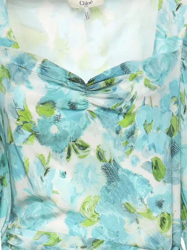 Chloé Silk Dress With Multicolor Floral Print