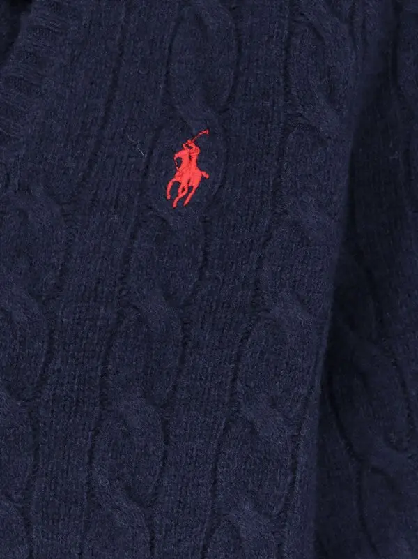 Polo Ralph Lauren Wool And Cashmere Cable Knit V-neck Sweater - Blue