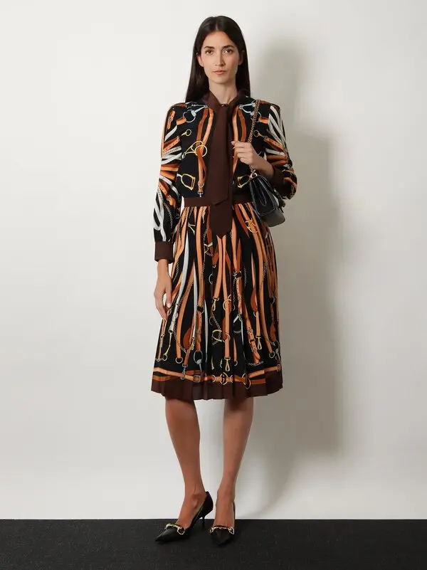 Gucci Silk Dress With Equestrian Print And Bow Detail