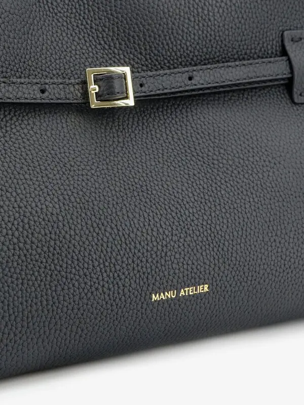 Manu Atelier Le Cambon East West Leather Shoulder Bag - Black