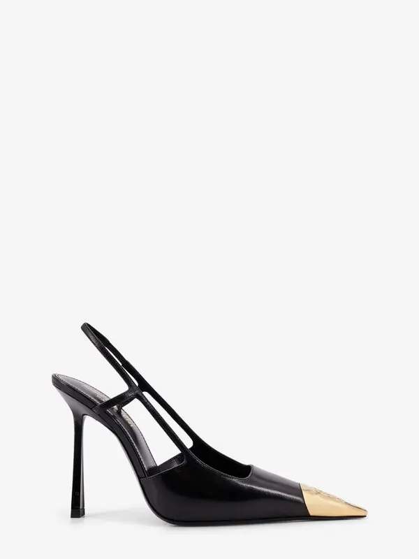 Saint Laurent Jeanne Leather Pumps With Metal Toe - Black