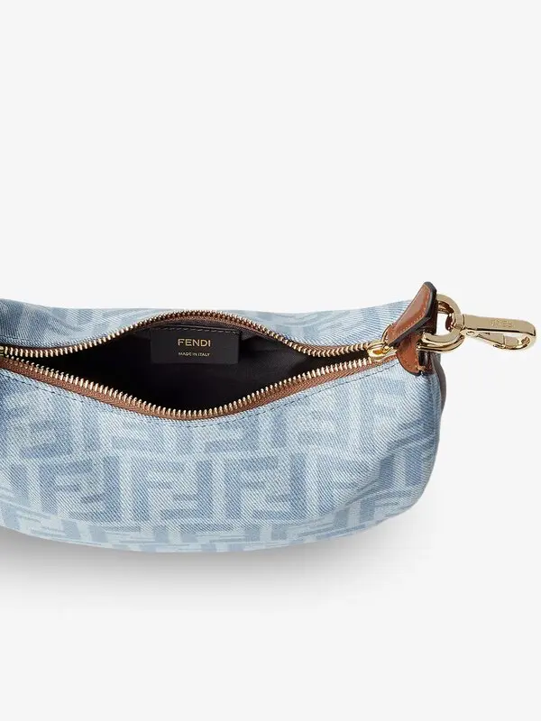 Fendi Graphy Mini Denim Handbag With All-over Ff Logo