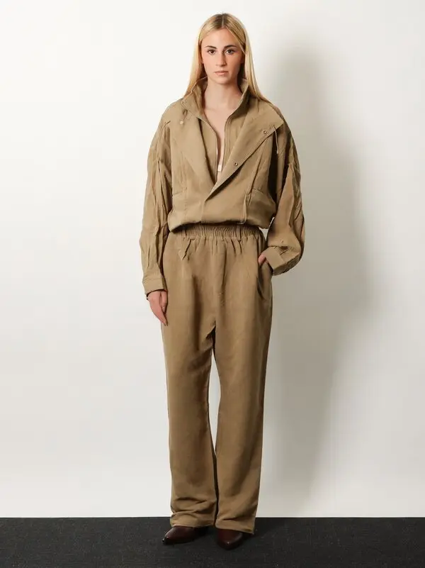 THE FRANKIE SHOP Marvin Viscose And Linen Jumpsuit - Beige