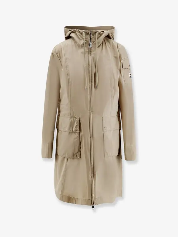 Moncler Laerte Cotton Blend Long Jacket - Beige