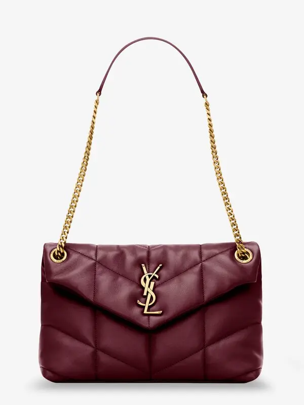 Saint Laurent Loulou Puffer Matelassé Leather Shoulder Bag - Red