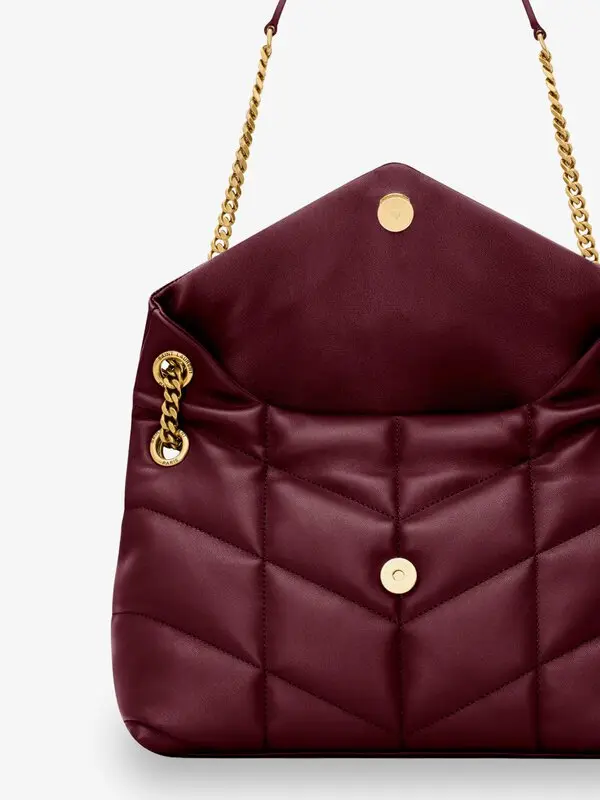 Saint Laurent Loulou Puffer Matelassé Leather Shoulder Bag - Red