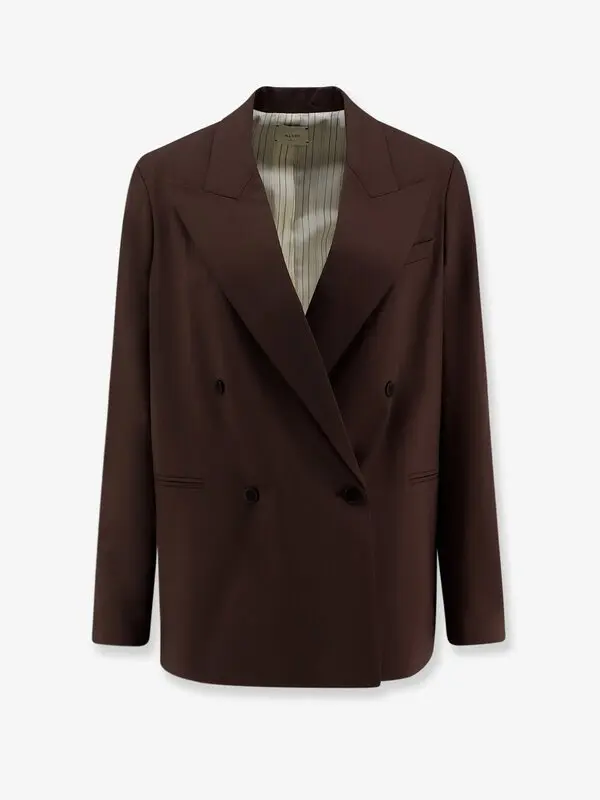 ALYSI Double-breasted Stretch Virgin Wool Blazer