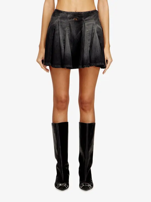 DIESEL® De-spiki-s Short Denim Skirt With Washed-out Effect