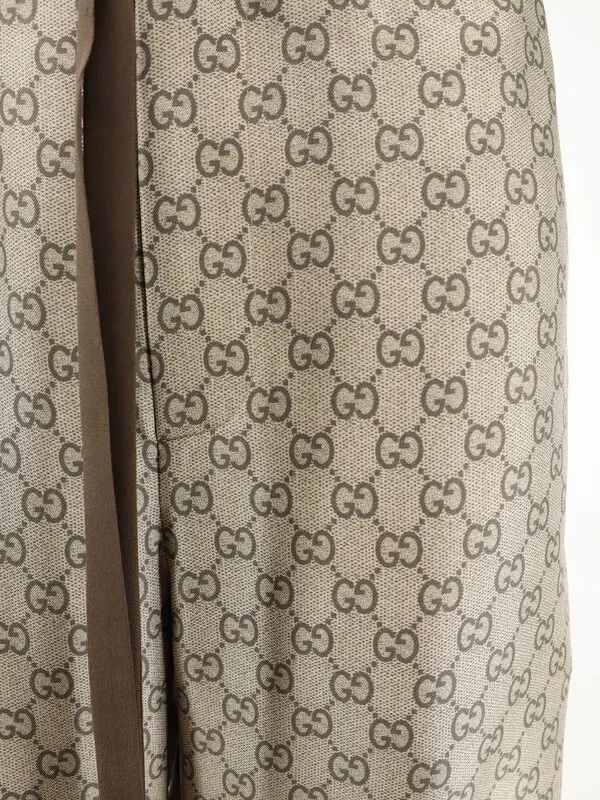 Gucci Silk Trousers With All-over Gg Motif